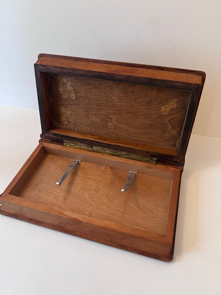 Leather Bound Hinged Book for Storage and Document Storage For Sale at ...