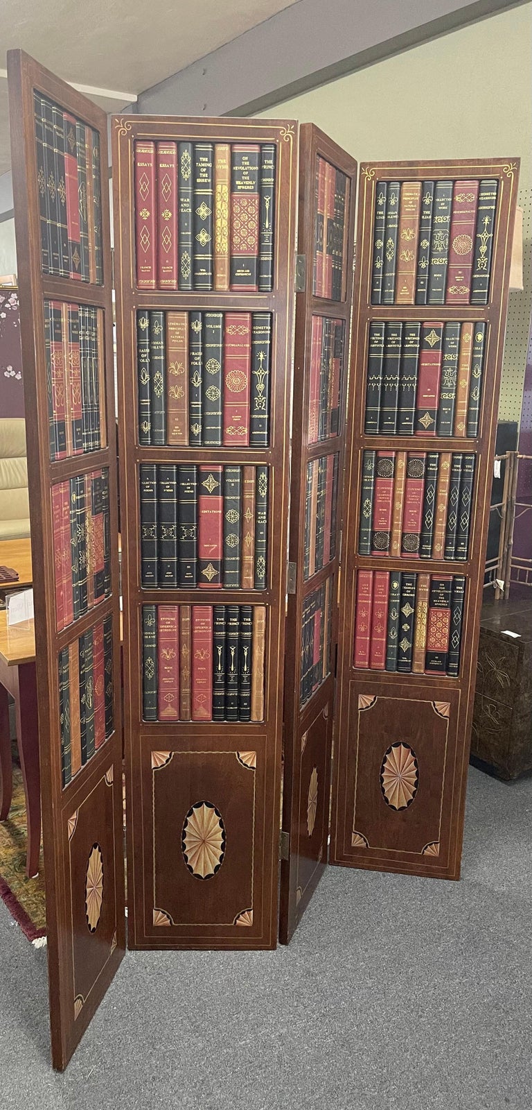 Leather Bound Library Book Four-Panel Folding Screen by Maitland Smith ...