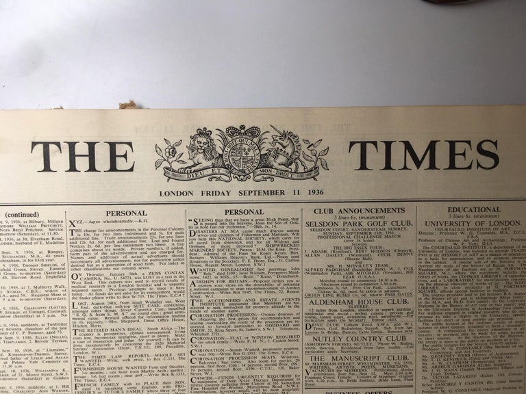 Leather Bound Royal Edition of The Times Newspaper 1936 in Superb ...