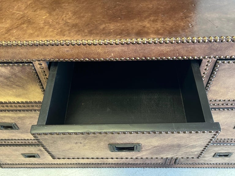 Leather Bound Sideboard Credenza Chest of Drawers Cabinet at 1stDibs