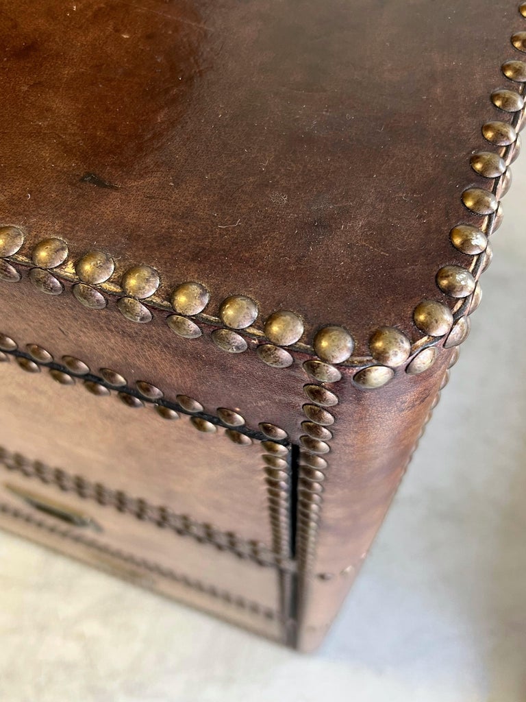 Leather Bound Sideboard Credenza Chest of Drawers Cabinet at 1stDibs
