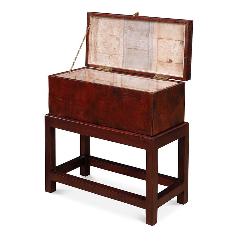 Leather Box on Stand For Sale at 1stDibs