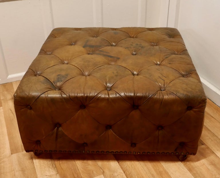 Leather Chesterfield Ottoman Bench Seat, Hearth or Window Footstool For ...