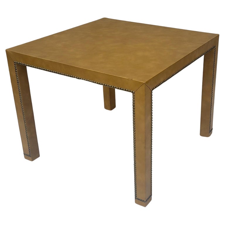 Leather Clad Parsons End Table Al Burkhardt Design For Sale at 1stDibs