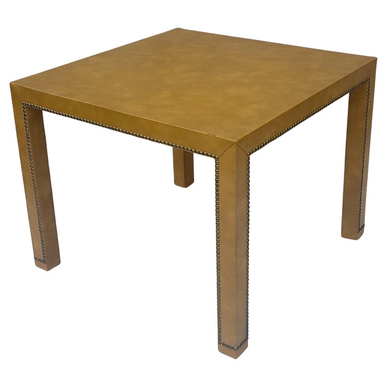 Leather Clad Parsons End Table Al Burkhardt Design For Sale at 1stDibs