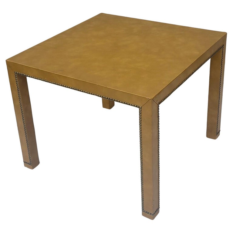Leather Clad Parsons End Table Al Burkhardt Design For Sale at 1stDibs
