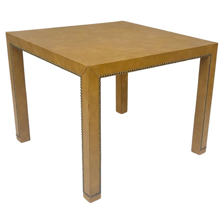 Leather Clad Parsons End Table Al Burkhardt Design For Sale at 1stDibs