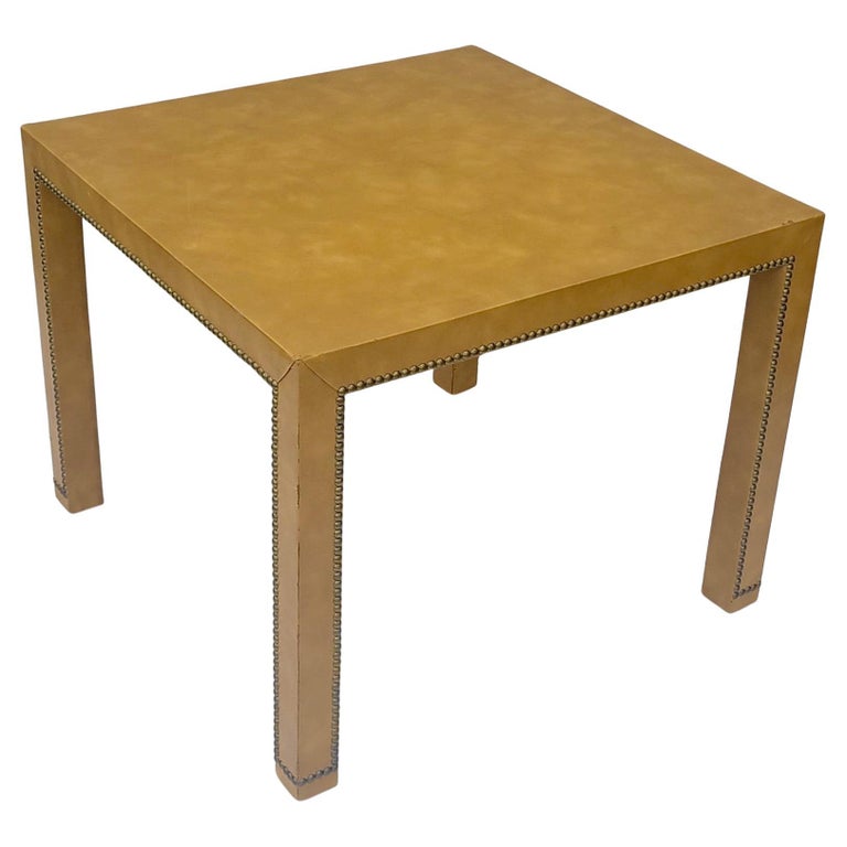 Leather Clad Parsons End Table Al Burkhardt Design For Sale at 1stDibs