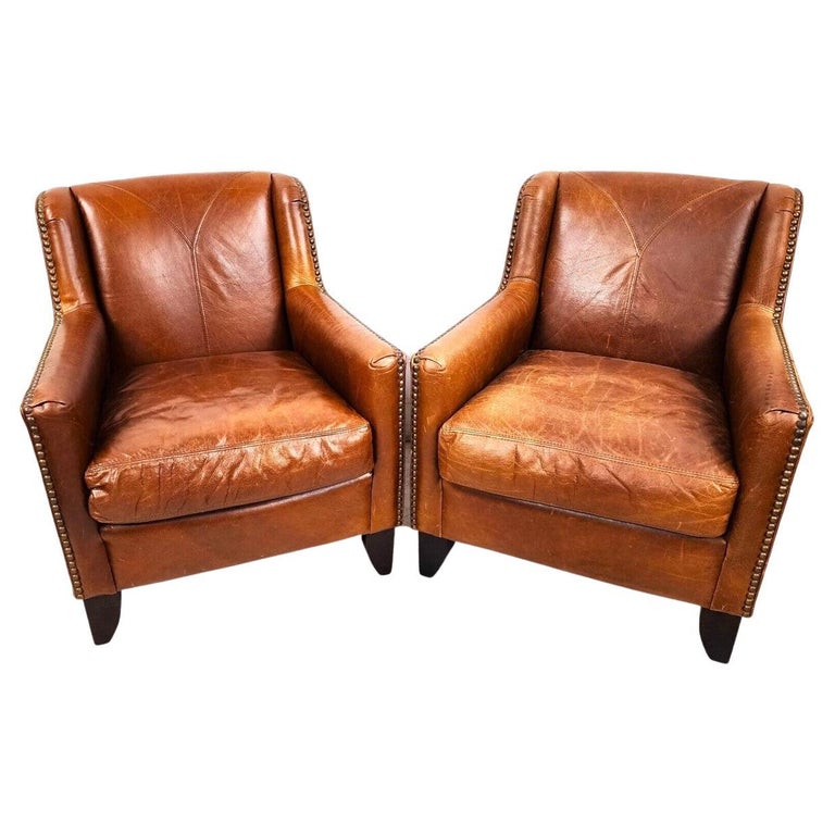Leather Club Chairs MCM Vintage, Set of 2 For Sale at 1stDibs
