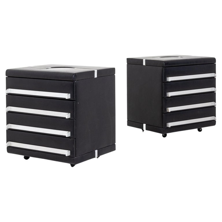 Leather-Covered Filing Cabinets, Late 20th Century For Sale at 1stDibs