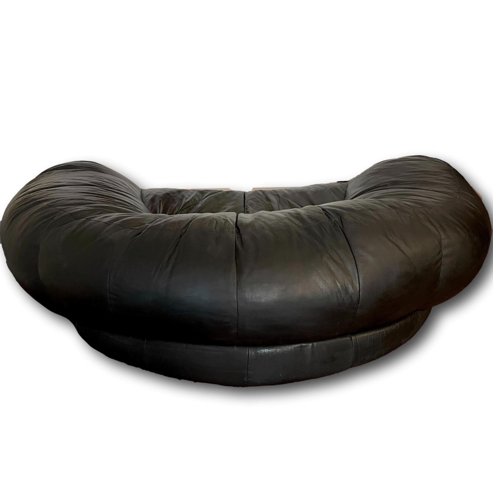 Leather Croissant Sofa by Raphael Raffel for Honore Paris, 1970s For ...