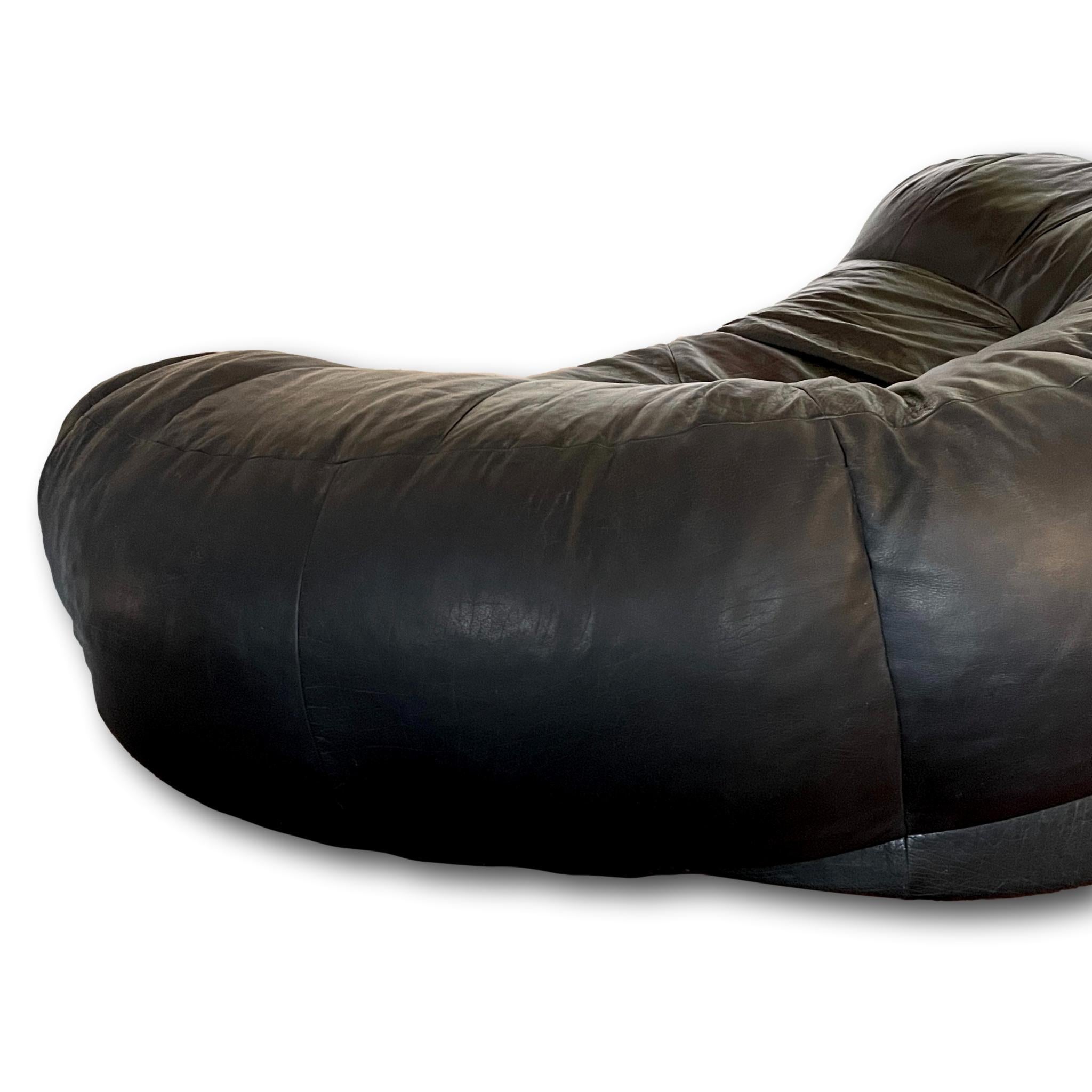 Leather Croissant Sofa by Raphael Raffel for Honore Paris, 1970s For ...