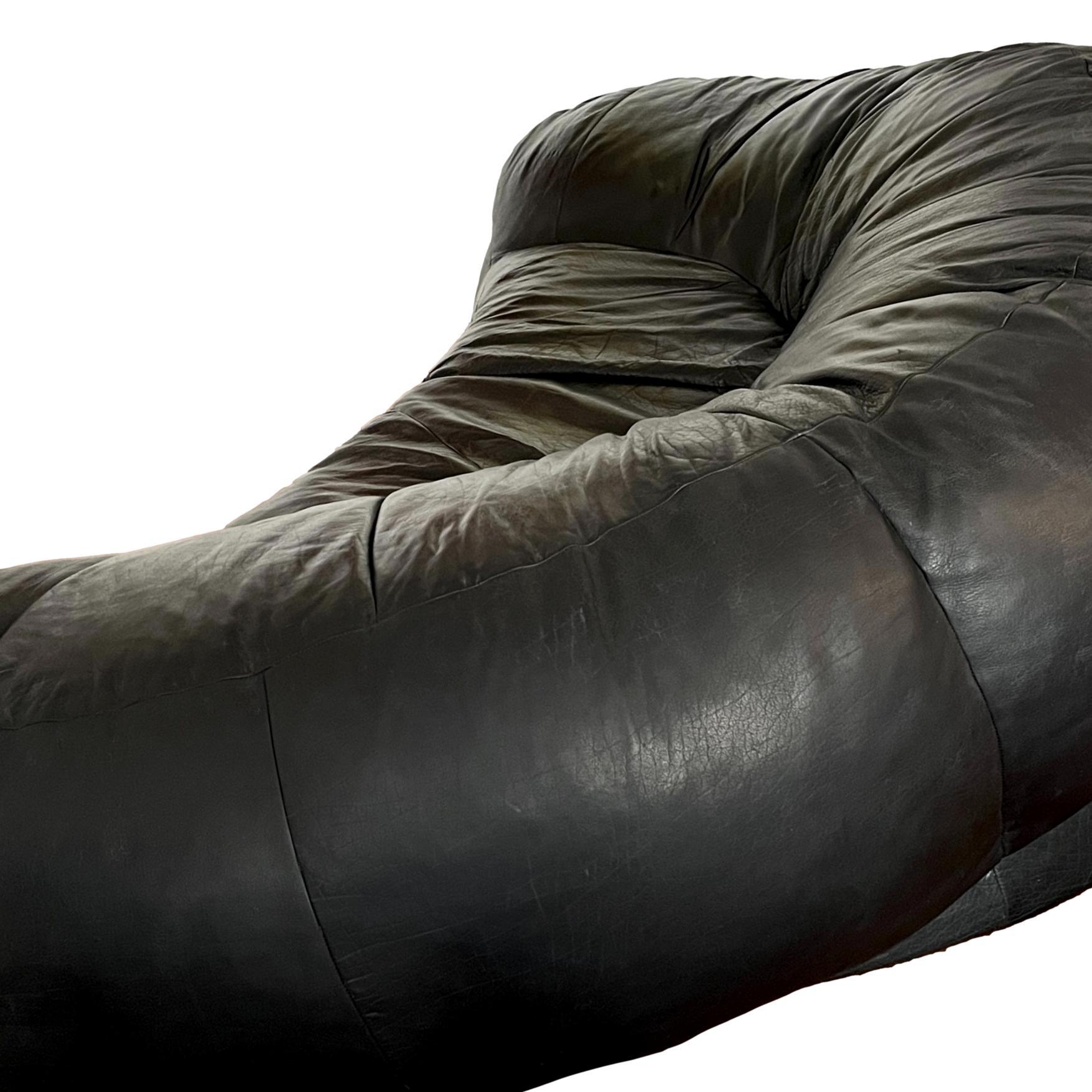 Leather Croissant Sofa by Raphael Raffel for Honore Paris, 1970s For ...