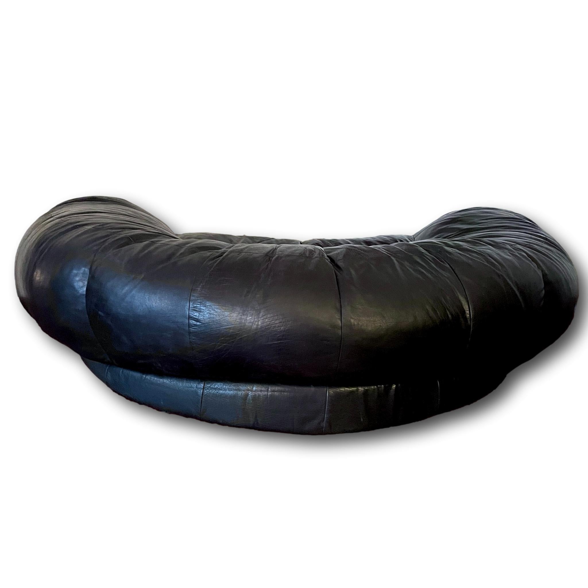 Leather Croissant Sofa by Raphael Raffel for Honore Paris, 1970s For ...