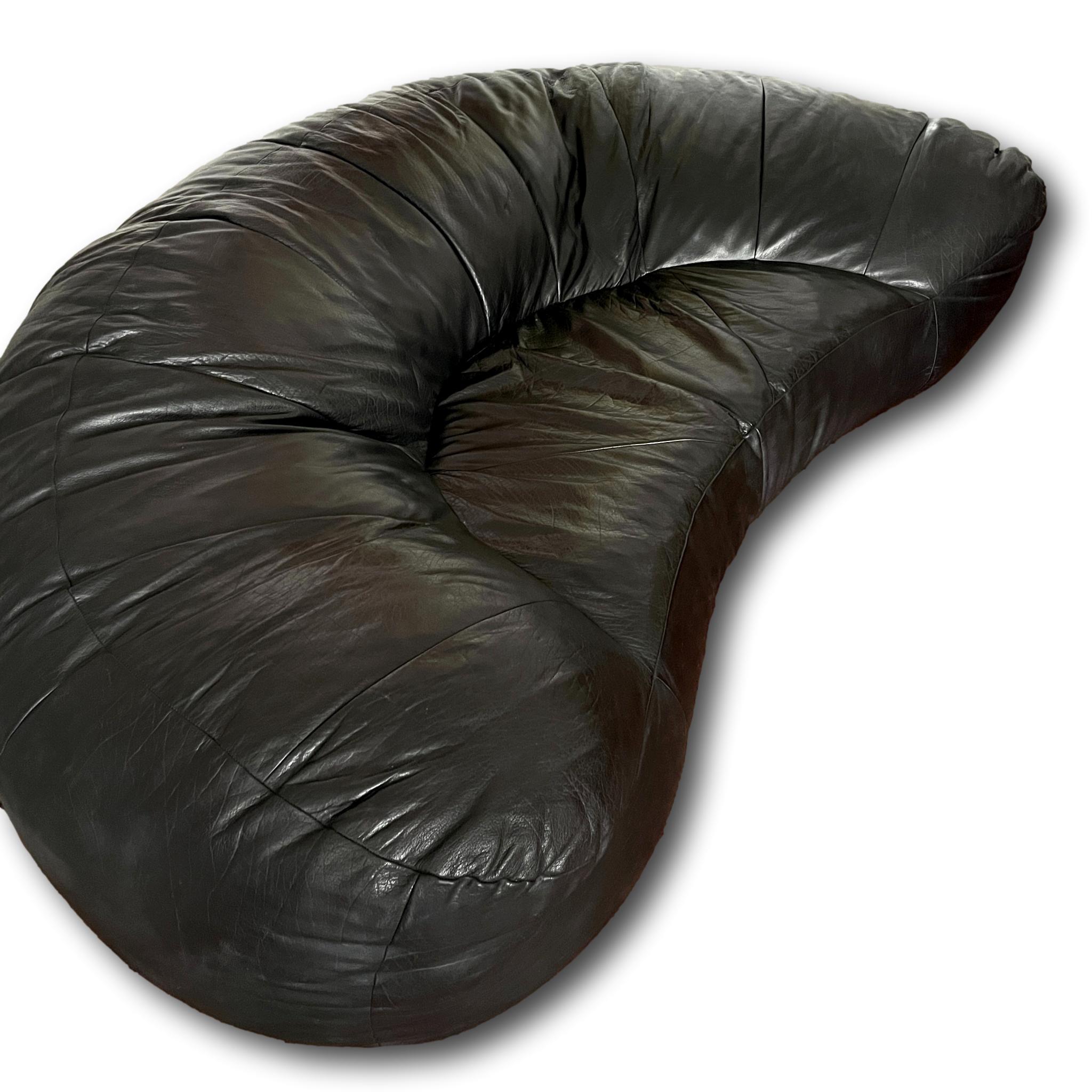 Leather Croissant Sofa by Raphael Raffel for Honore Paris, 1970s For ...
