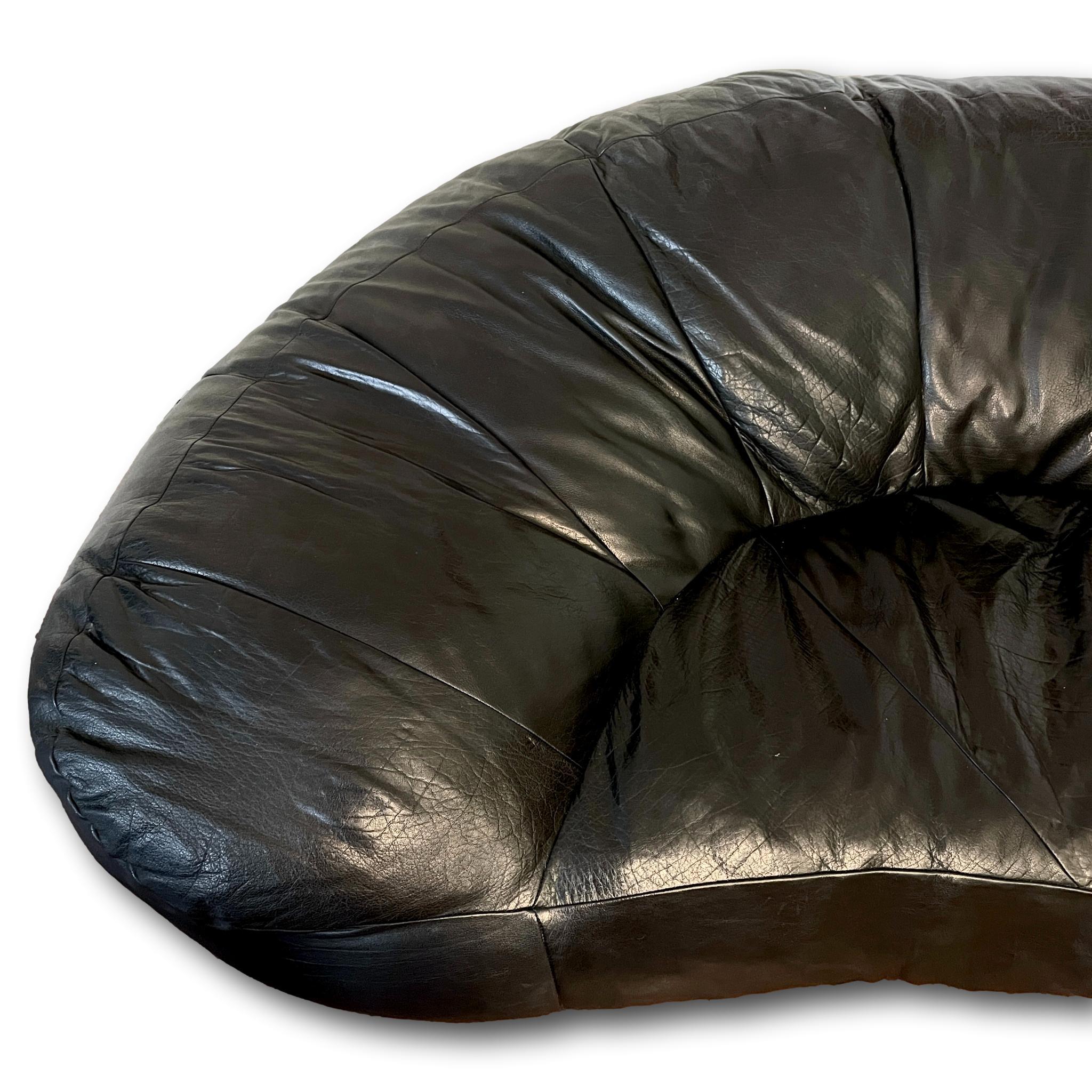 Leather Croissant Sofa by Raphael Raffel for Honore Paris, 1970s For ...