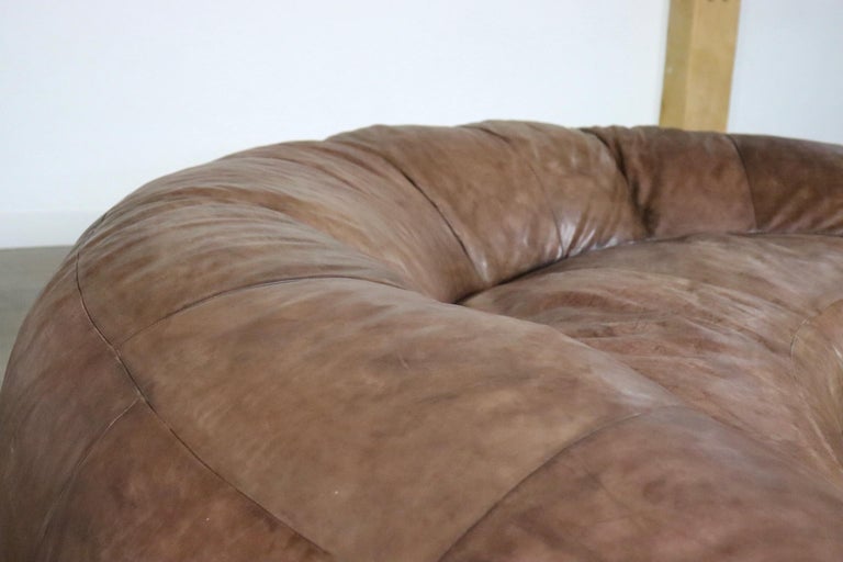 Leather Croissant Sofa by Raphael Raffel for Honoré Paris, 1970s at 1stDibs