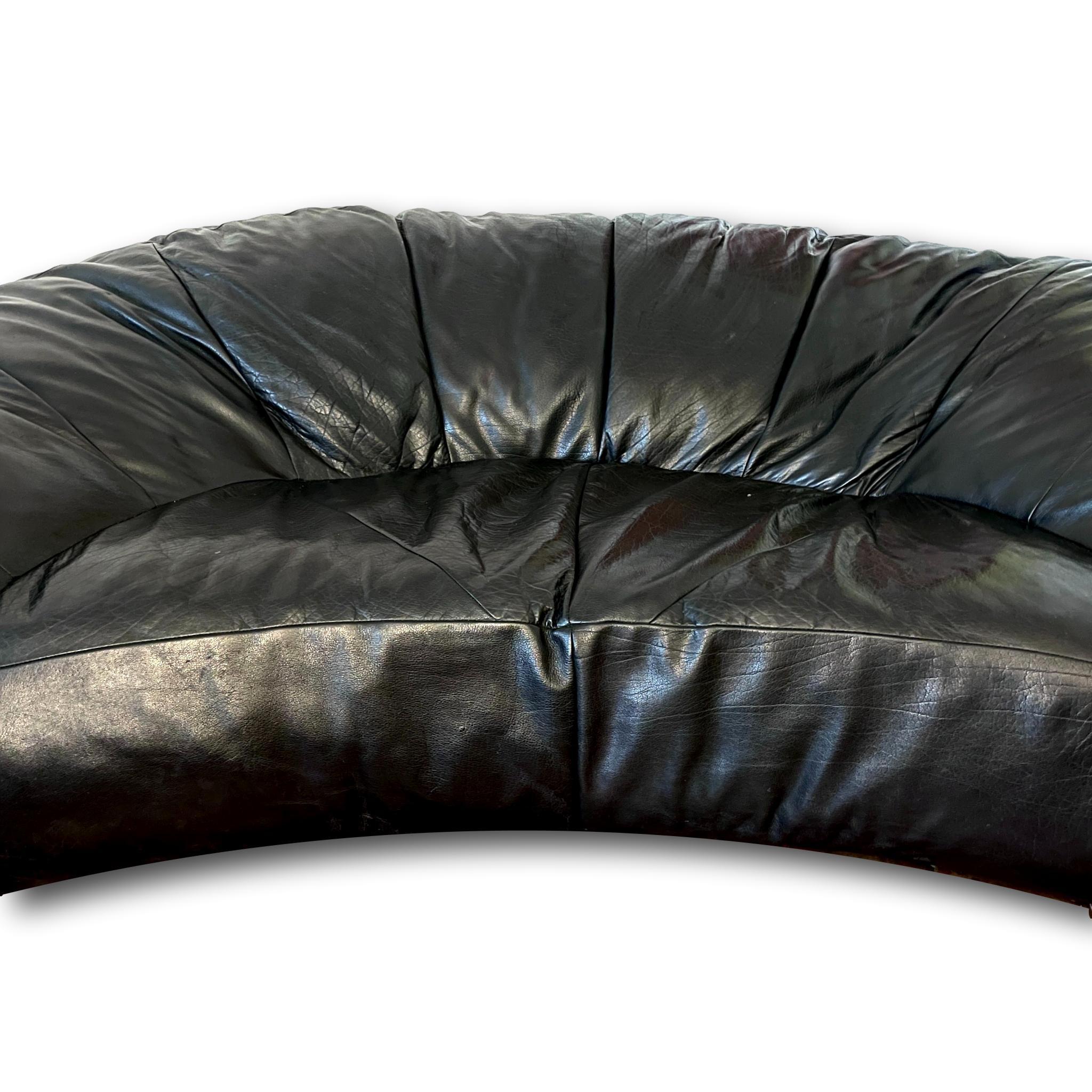 Leather Croissant Sofa by Raphael Raffel for Honore Paris, 1970s For ...
