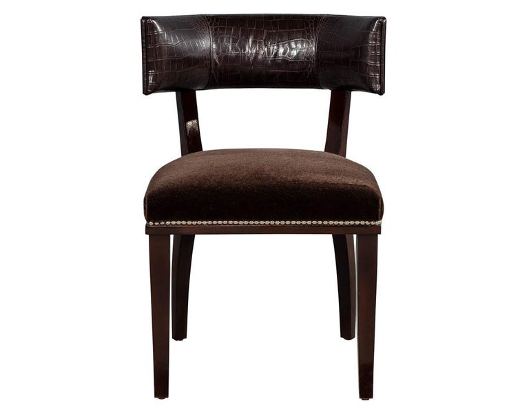 Leather Curved Back Side Chair at 1stDibs