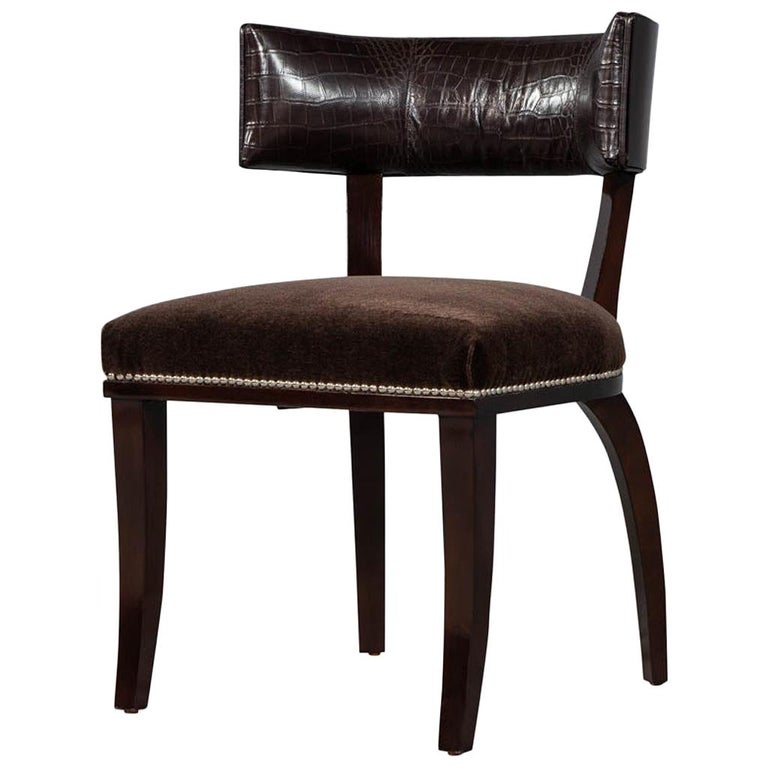 Leather Curved Back Side Chair at 1stDibs