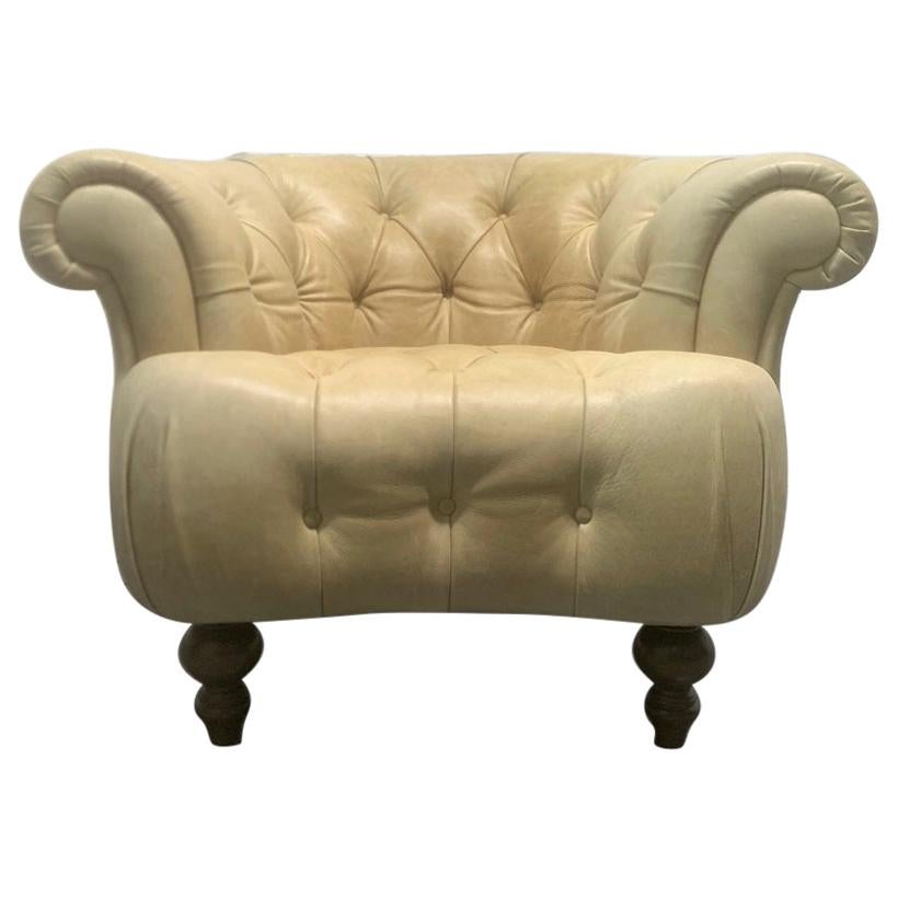 Green Leather Chesterfield Lounge Chair at 1stDibs