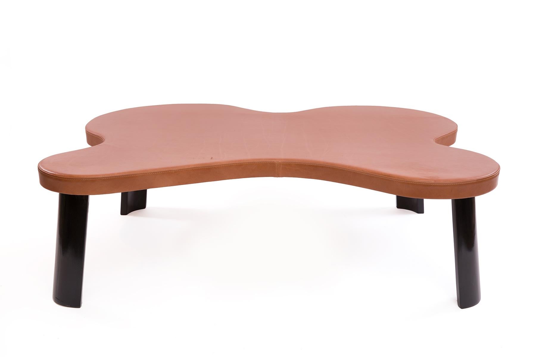 Leather Freeform 1960s Cocktail Table After Paul Frankl at 1stDibs