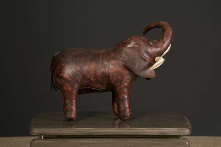 Leather Elephant Stool by Dimitri Omersa for Abercrombie and Fitch, c ...