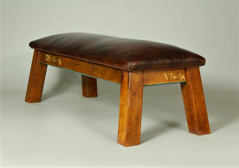 Leather Gym Bench, 1950s For Sale at 1stDibs