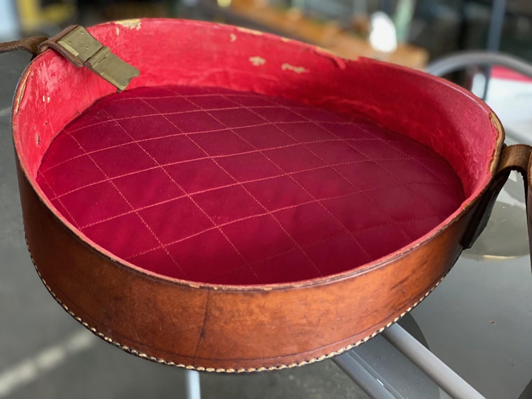 Leather Hat Box with Brass Fasteners, circa 1900, Bandbox, Brown For ...