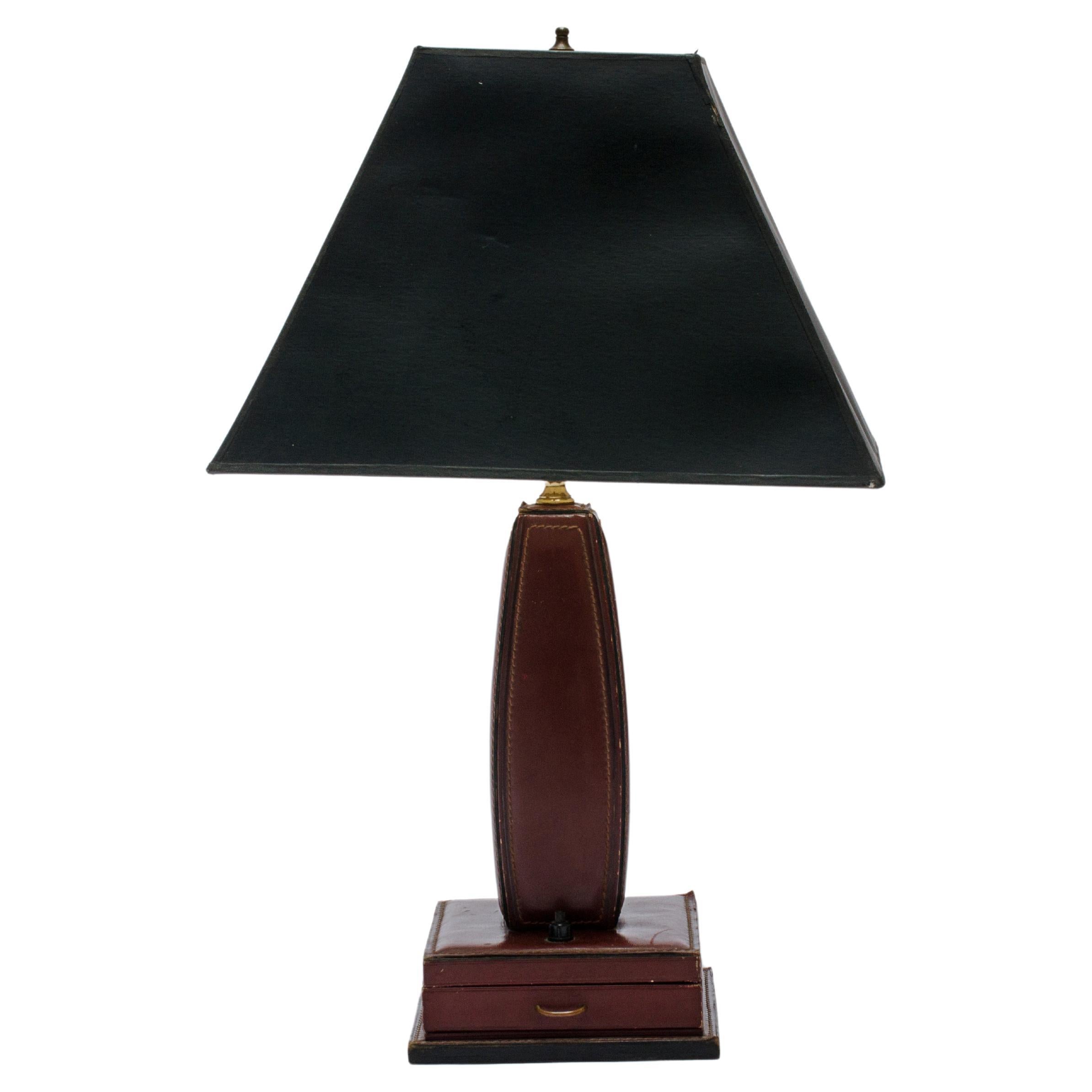 Leather Lamp by Jacques Adnet For Sale at 1stDibs
