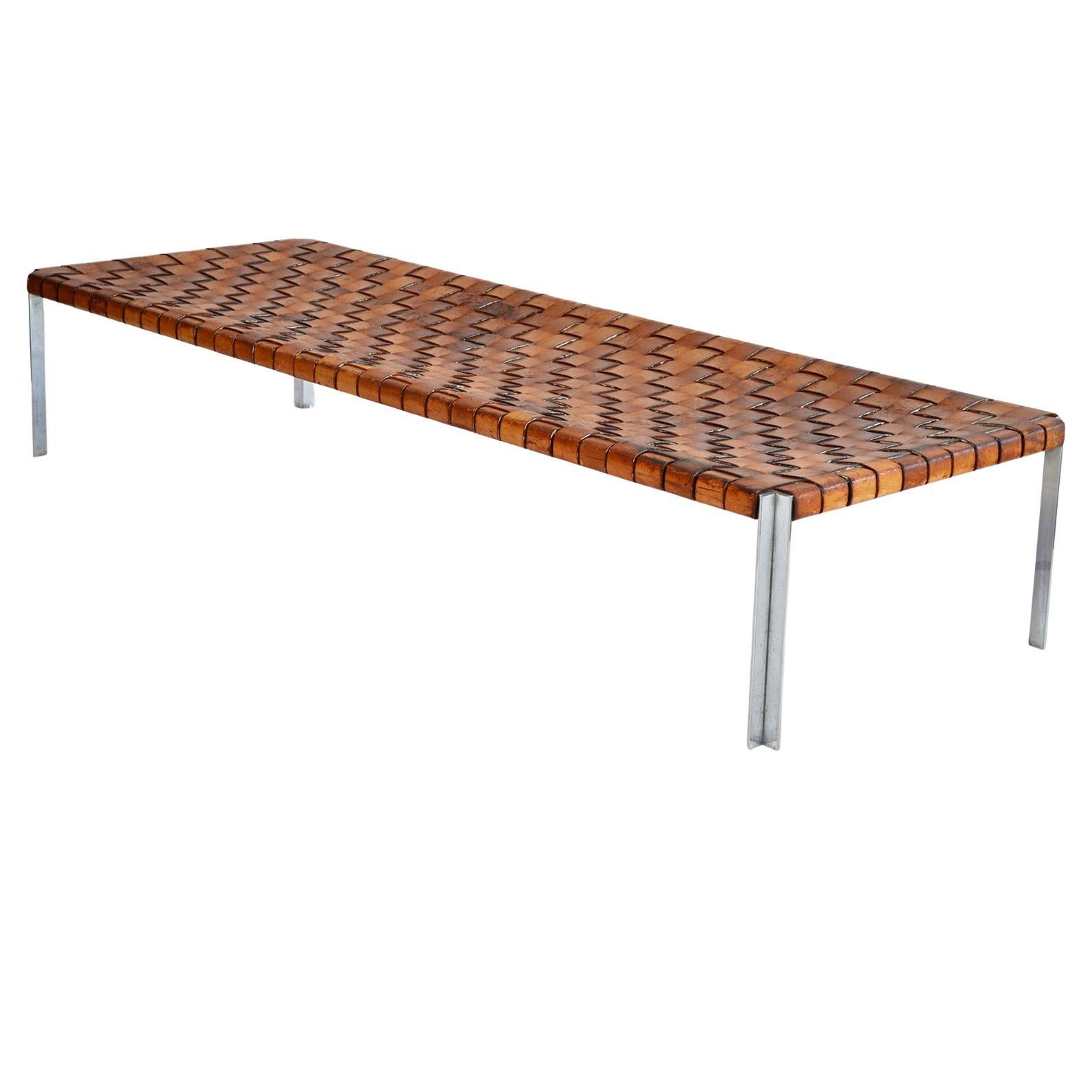 Green Leather Bench by Florence Knoll at 1stDibs