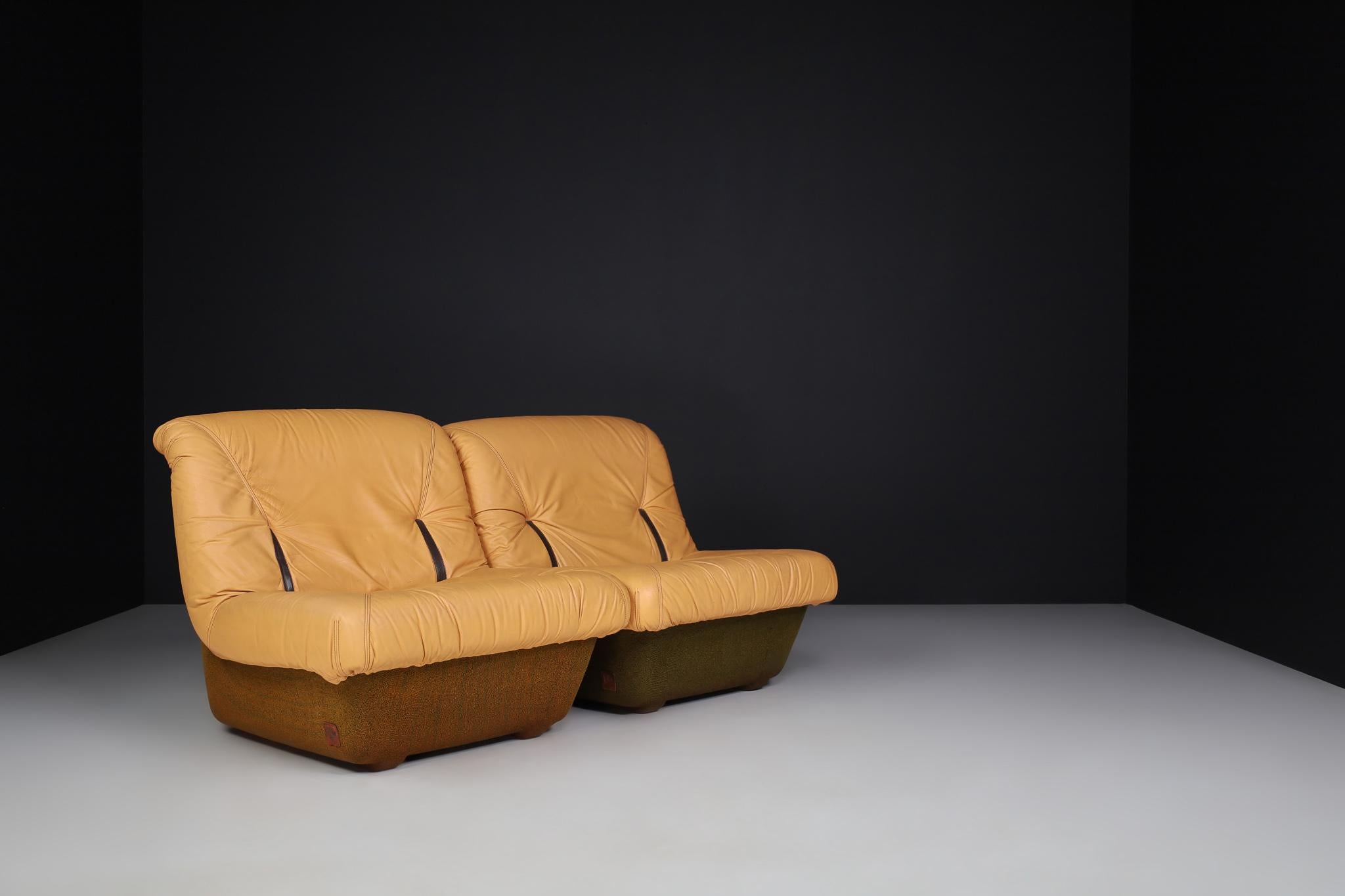 Leather Lounge Chairs by Lev and Lev, Italy, 1970s at 1stDibs