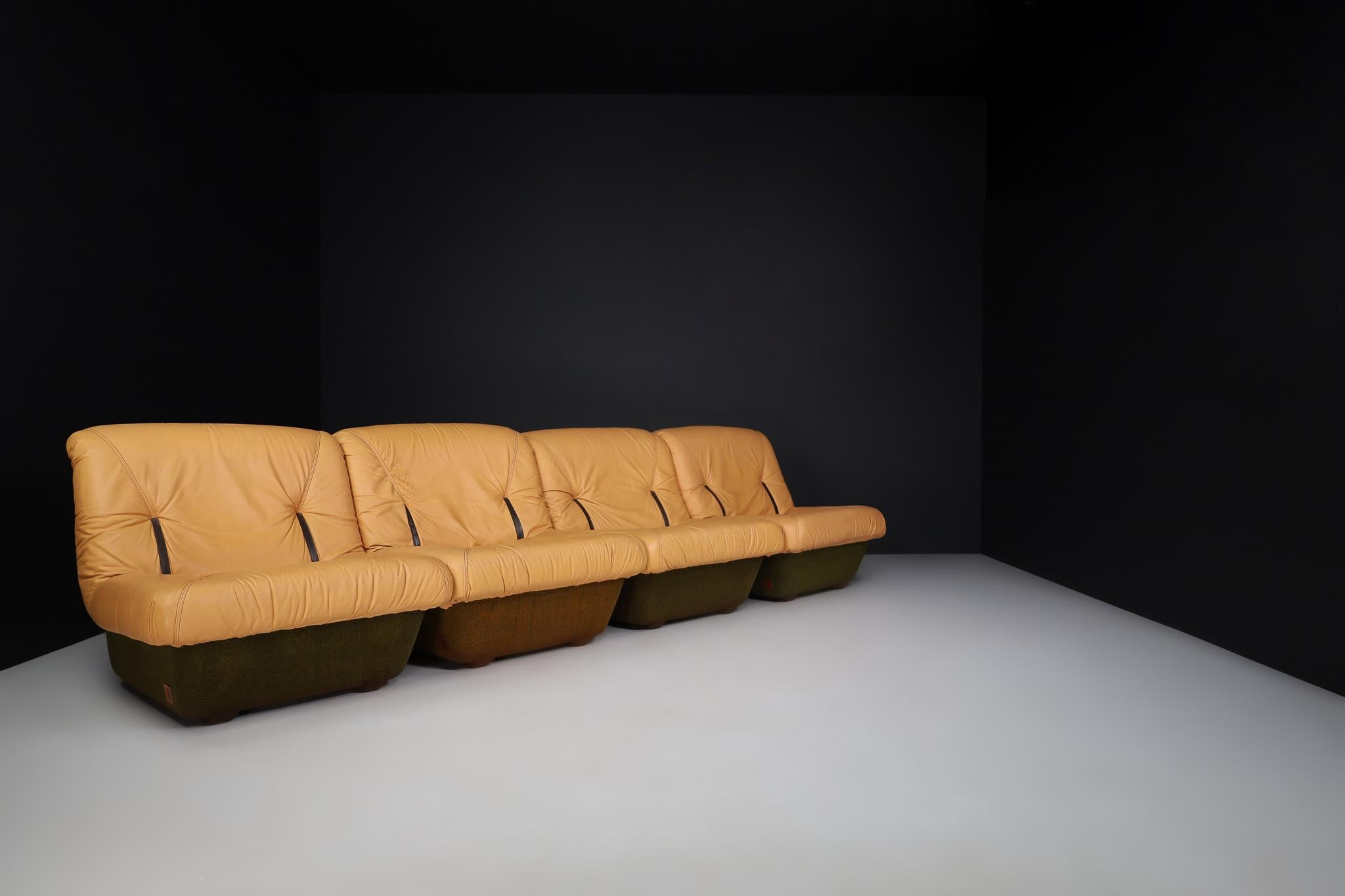 Leather Lounge Chairs by Lev and Lev, Italy, 1970s at 1stDibs