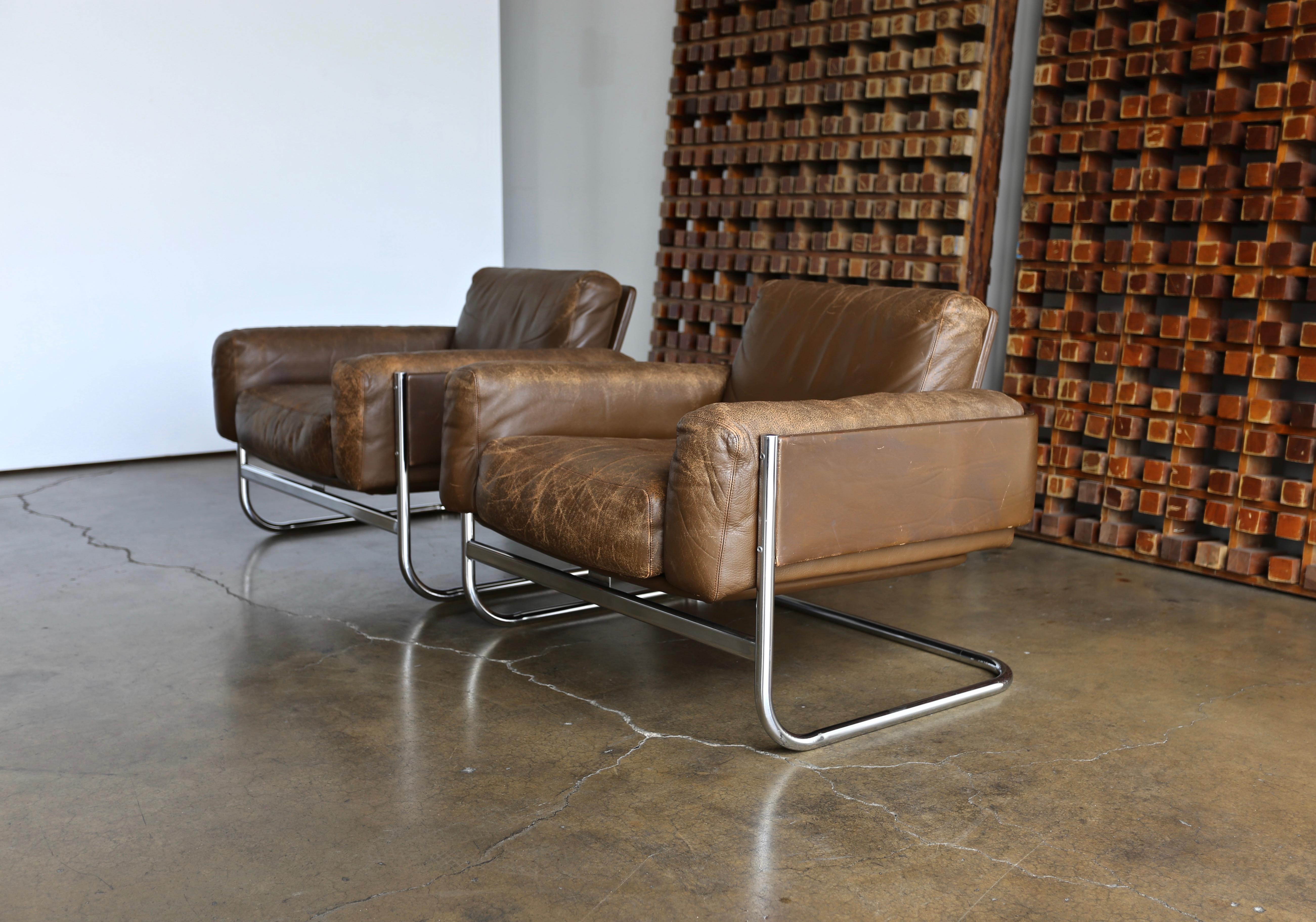 Leather Lounge Chairs by Sven Ivar Dysthe for Dokka Mobler Norway at ...