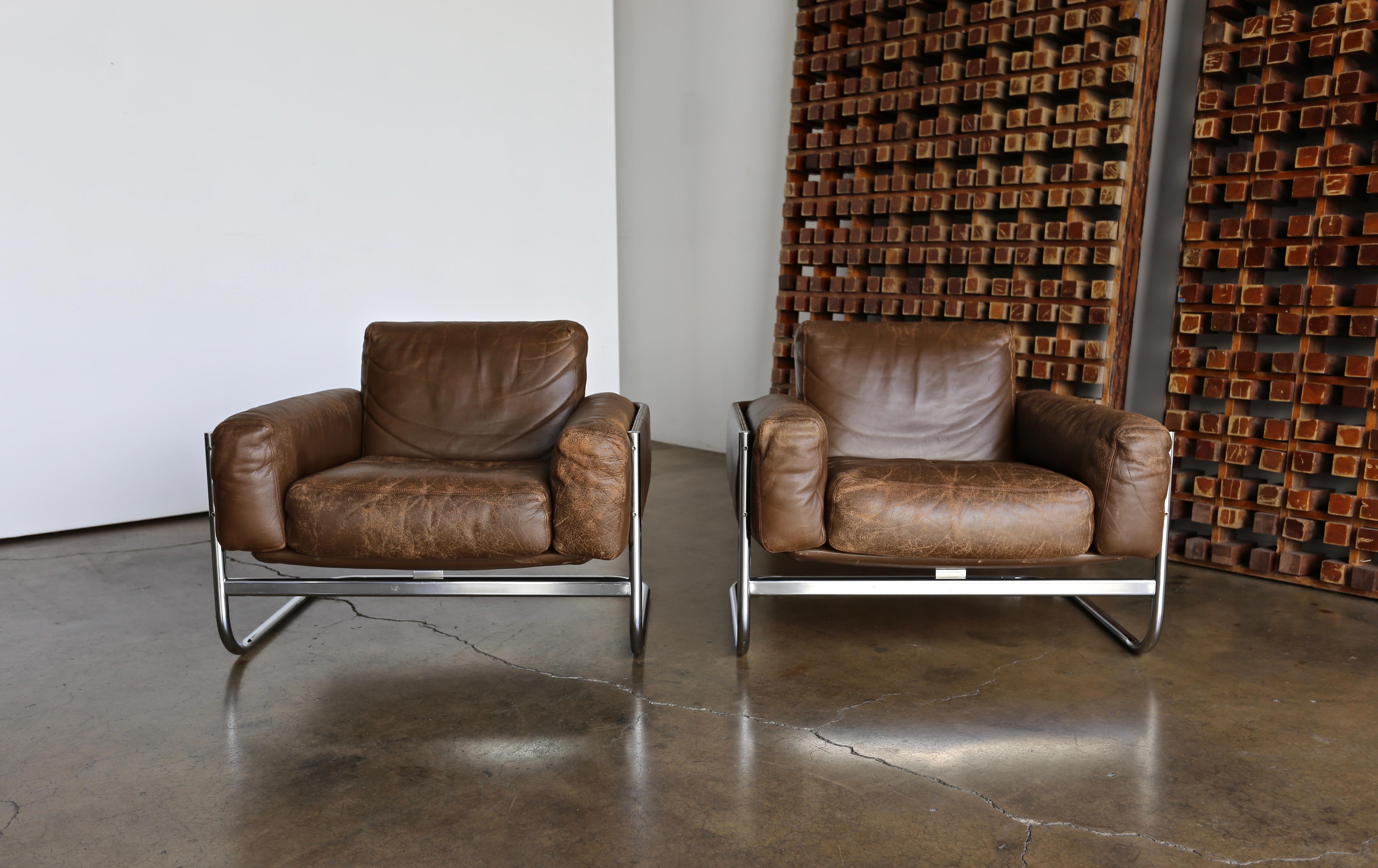 Leather Lounge Chairs by Sven Ivar Dysthe for Dokka Mobler Norway at ...