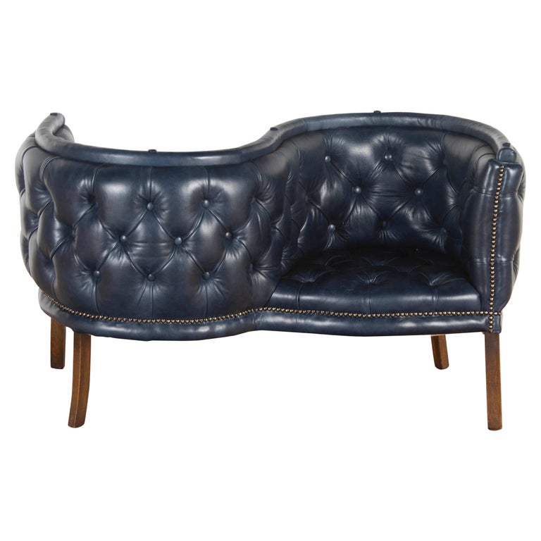 Leather Mid Century Conversation Seat at 1stDibs