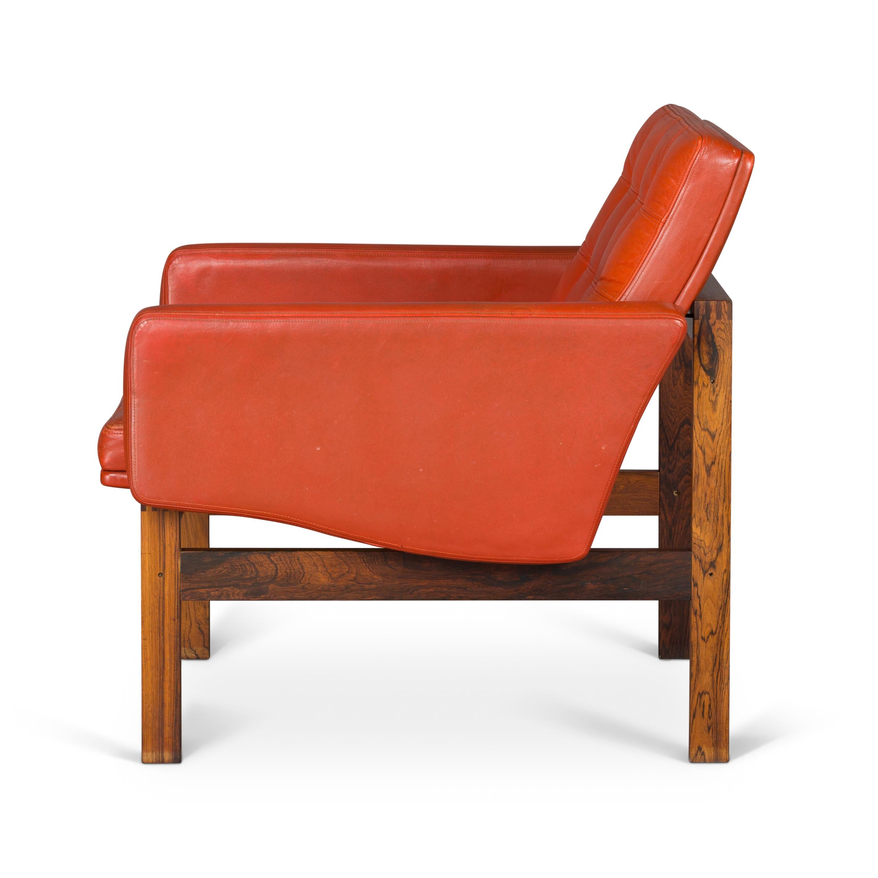 Leather 'Moduline' Red Easy Chair by Ole Gjerlov-Knudsen for France and ...