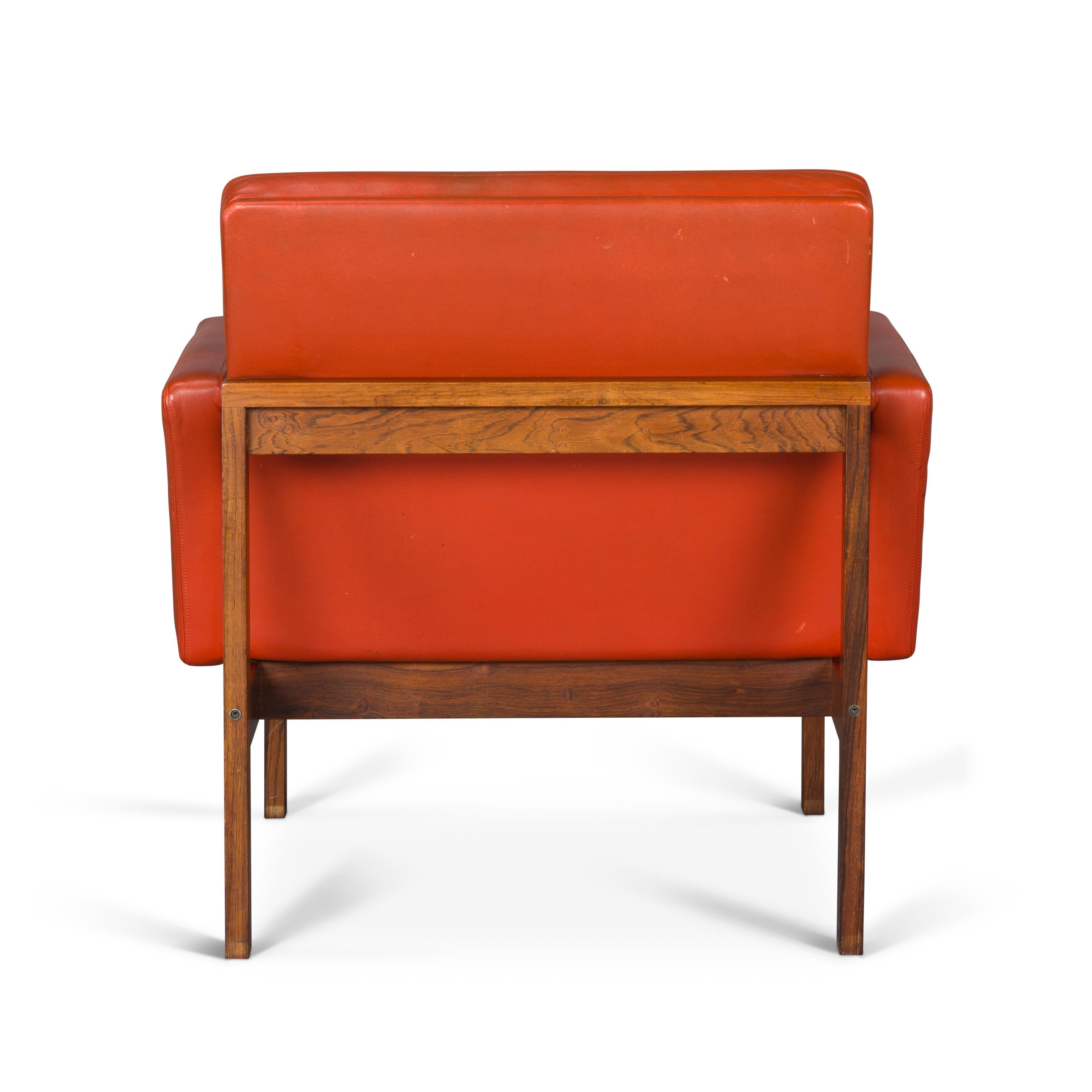 Leather 'Moduline' Red Easy Chair by Ole Gjerlov-Knudsen for France and ...