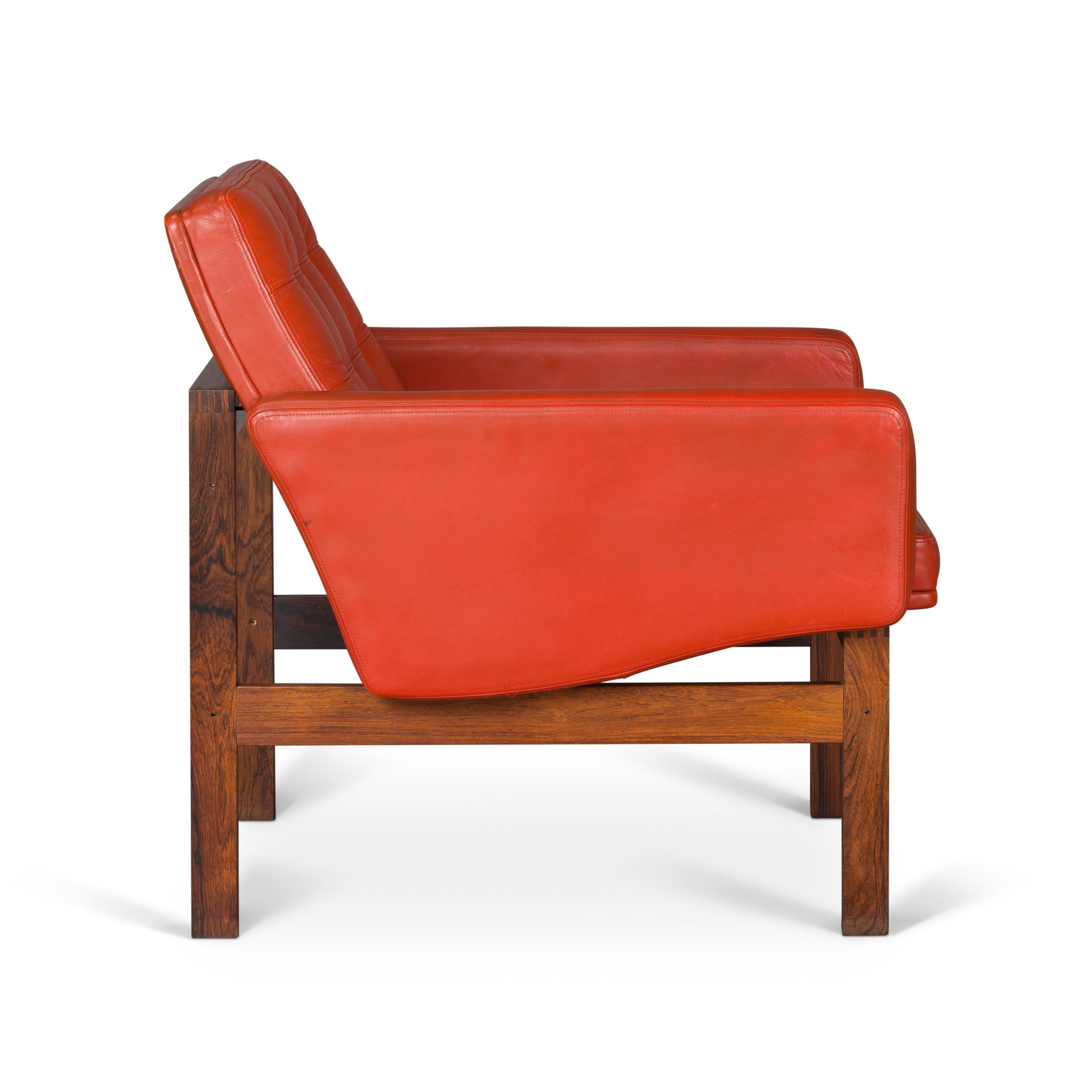 Leather 'Moduline' Red Easy Chair by Ole Gjerlov-Knudsen for France and ...