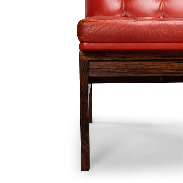 Leather 'Moduline' Red Easy Chair Set with Table by Ole Gjerlov-Knudsen ...