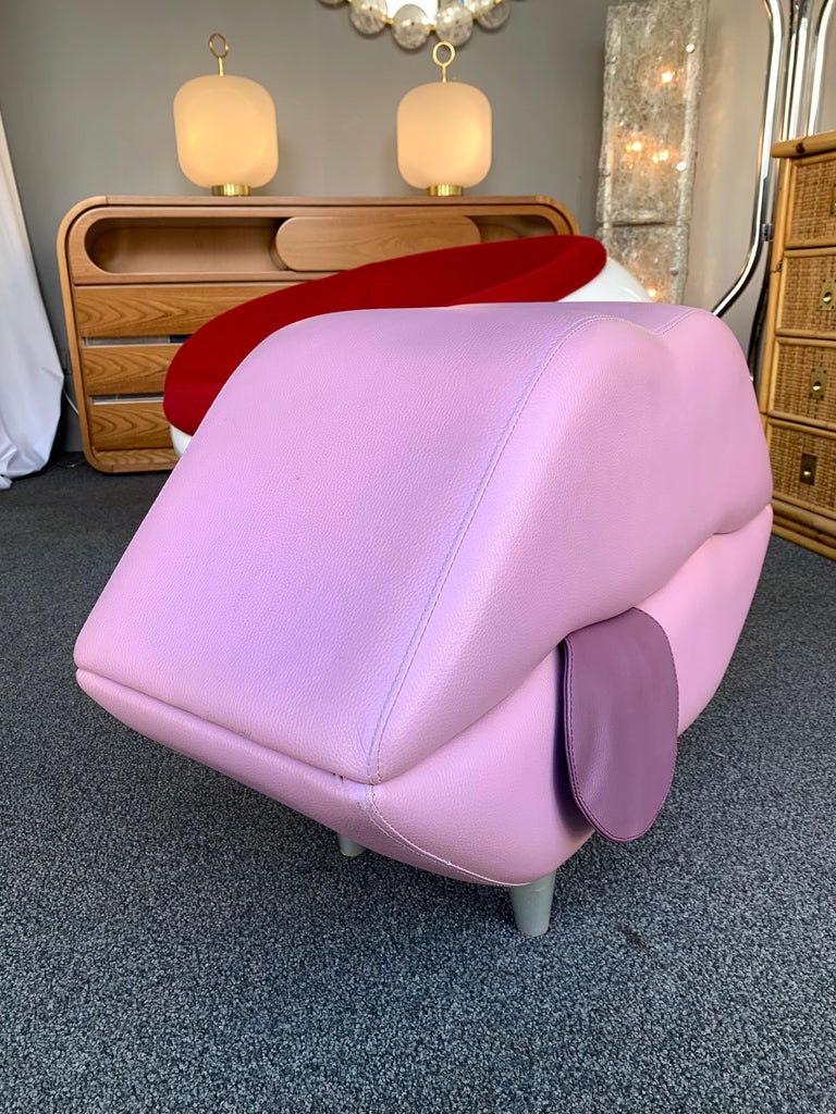 Leather Mouth Pouf Stool, Italy, 1990s at 1stDibs