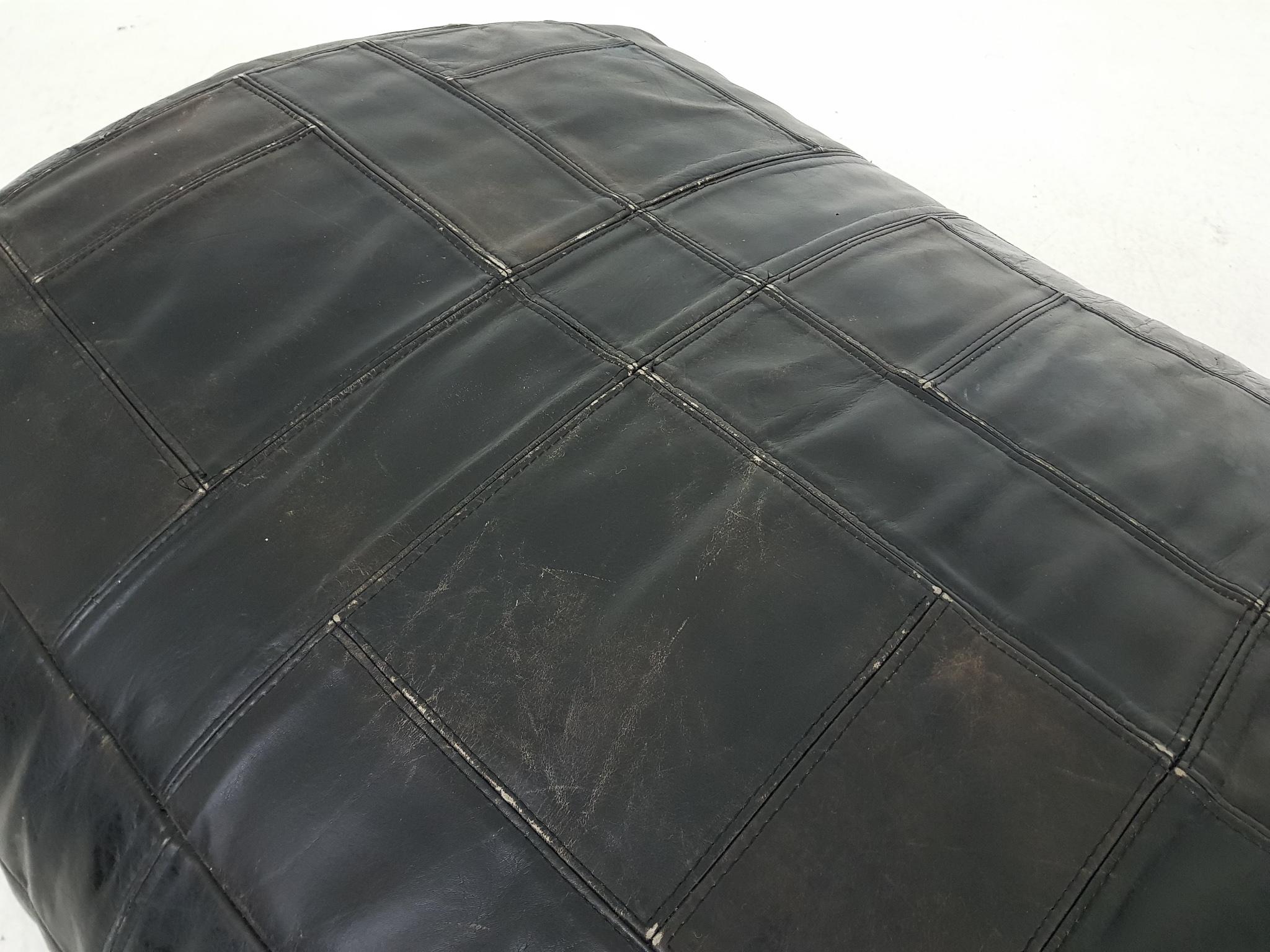 Leather Patchwork Ottoman or Footstool Attributed to De Sede ...