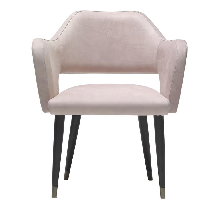 Leather, Solid Wood, Ines Dining Chair with Arms For Sale at 1stDibs