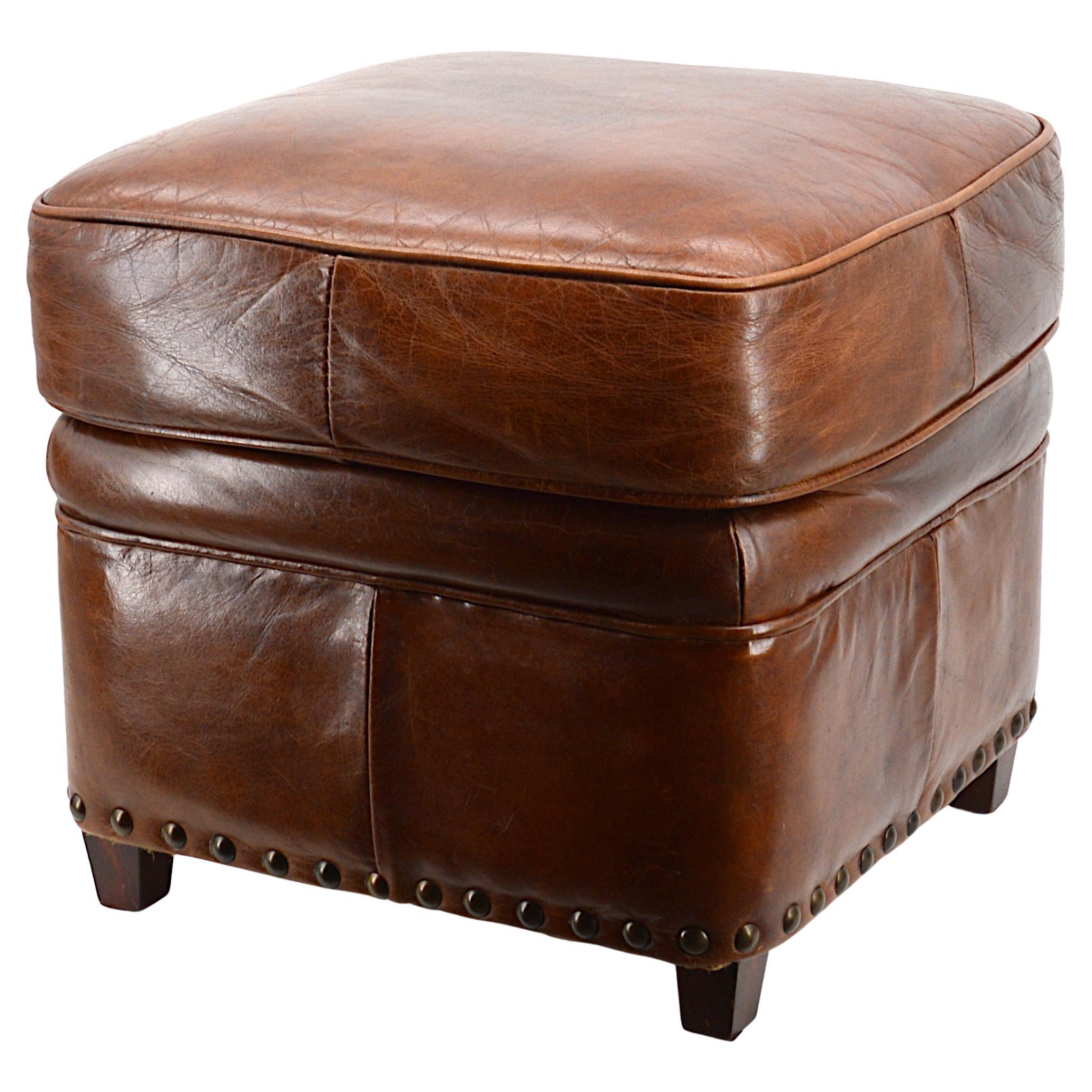 Vintage French Red Leather Stools, circa 1970s For Sale at 1stDibs