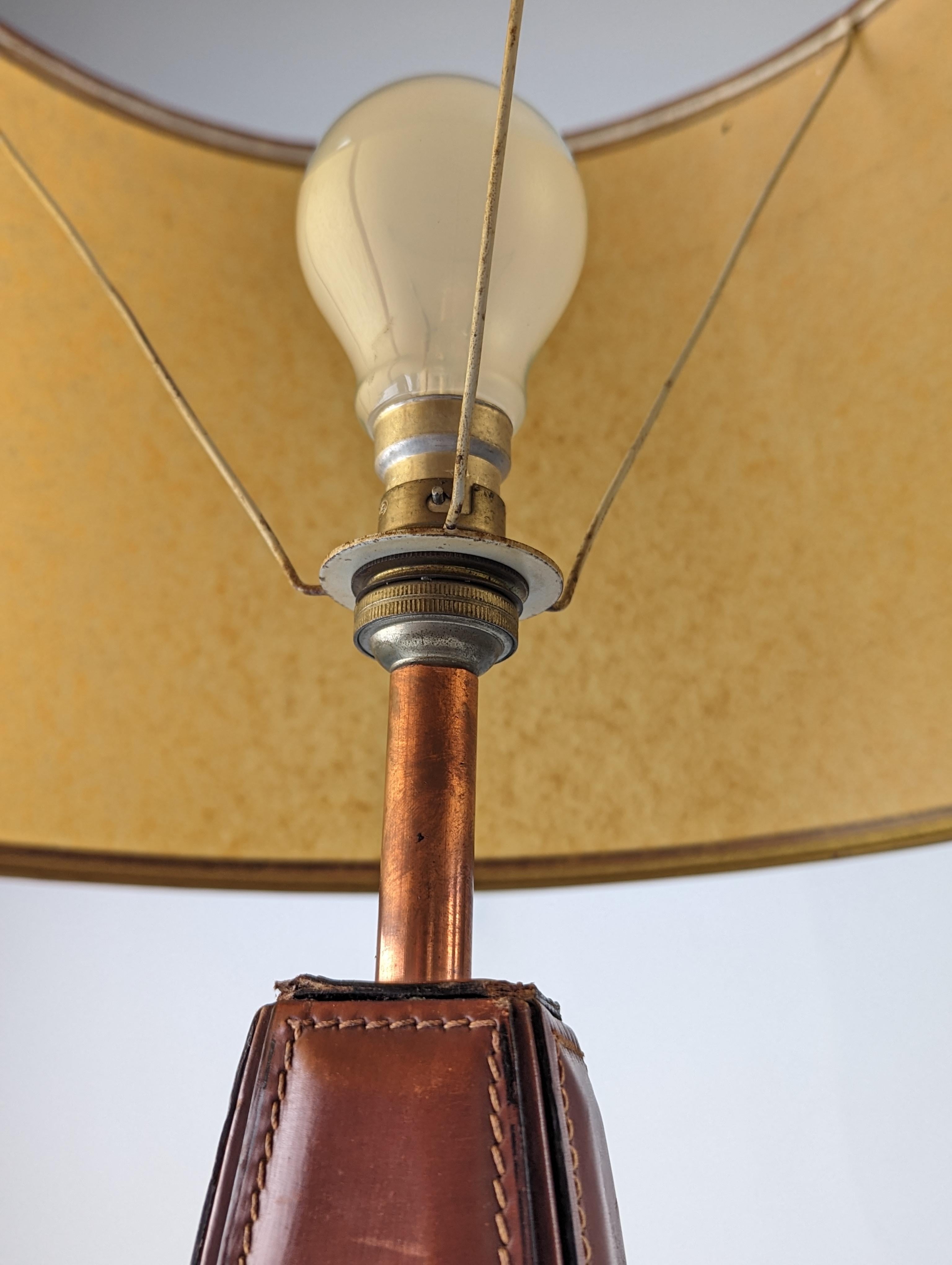 Leather Table Lamp by Jacques Adnet, 1950s For Sale at 1stDibs