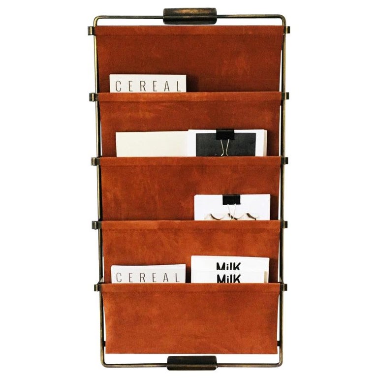 Leather Tall Magazine Rack by Charlotte Besson-Oberlin For Sale at 1stDibs