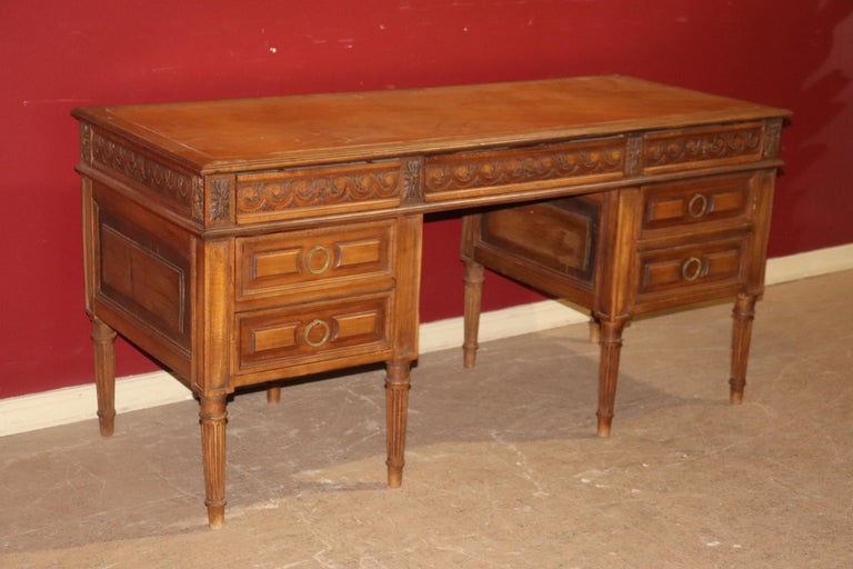 Leather Top Antique 1920s Era French-Made Directoire Style Solid Walnut ...