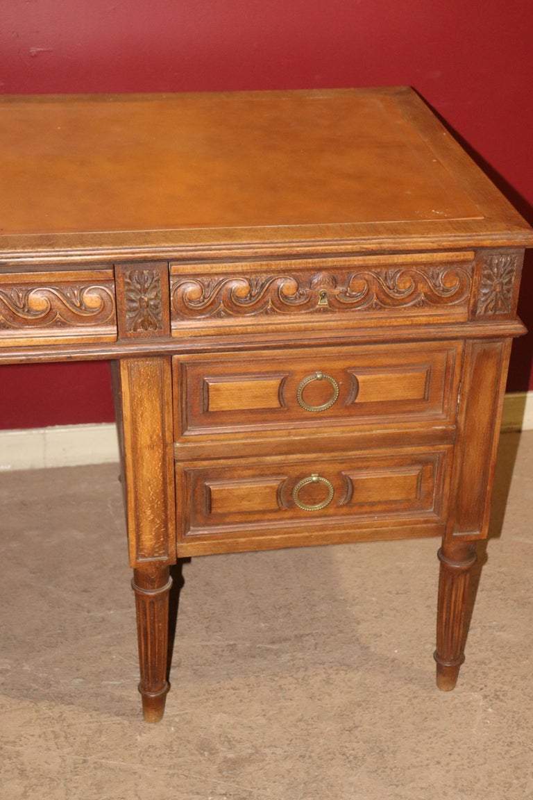 Leather Top Antique 1920s Era French-Made Directoire Style Solid Walnut ...
