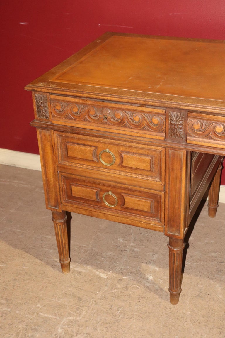 Leather Top Antique 1920s Era French-Made Directoire Style Solid Walnut ...
