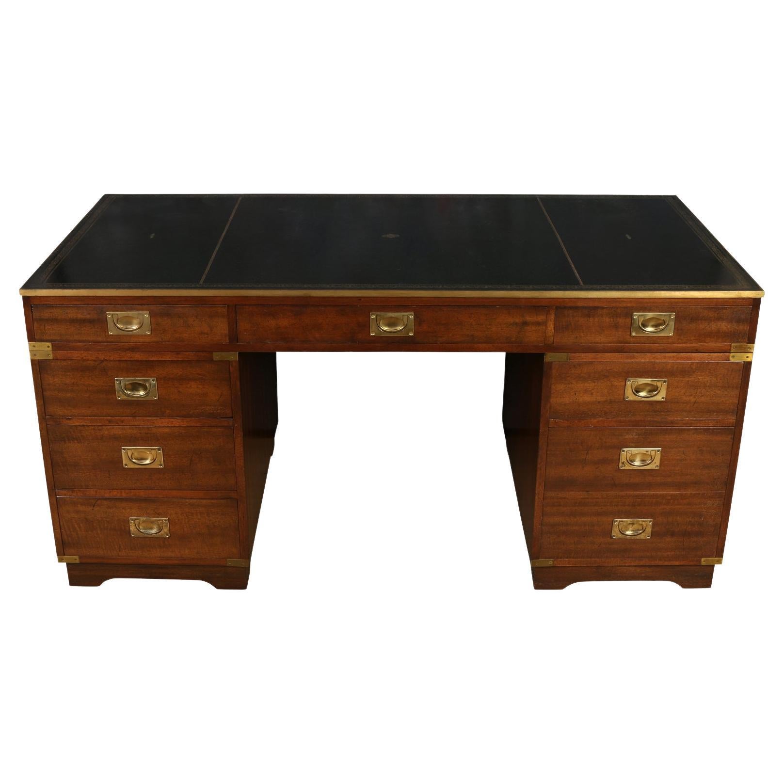 Mid-Century Campaign Style Desk For Sale at 1stDibs